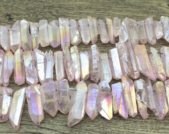 Full Strand Raw Rainbow Titanium Aura Quartz Pointrainbow - Etsy