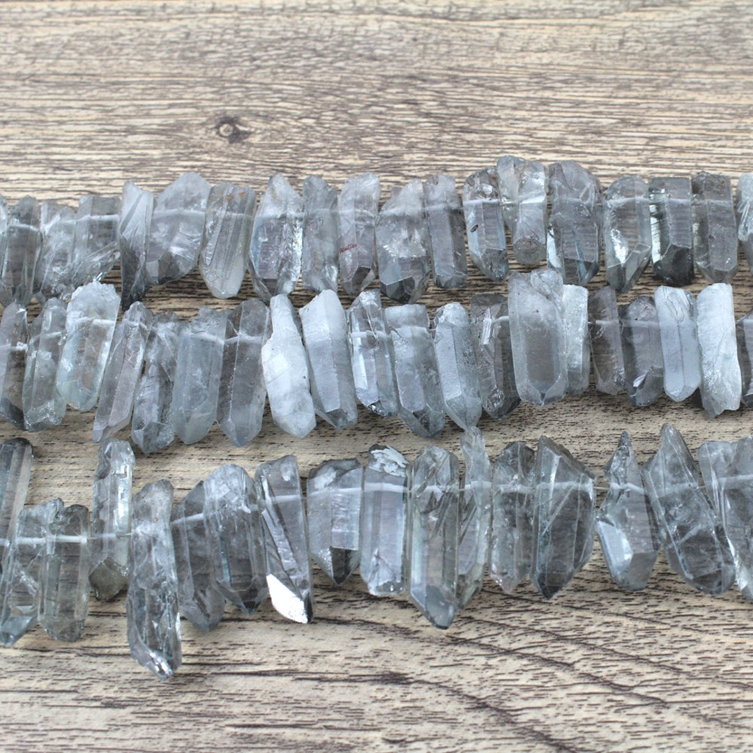 6-8x20-40mm Raw Gray Quartz Crystal Point Beads,rough Crystal Quartz ...