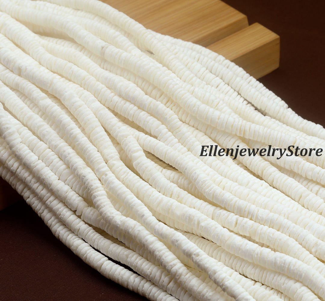5-6mm White Natural Shell Heishi Disc Beads,heishi Rondelle Shape Loose ...