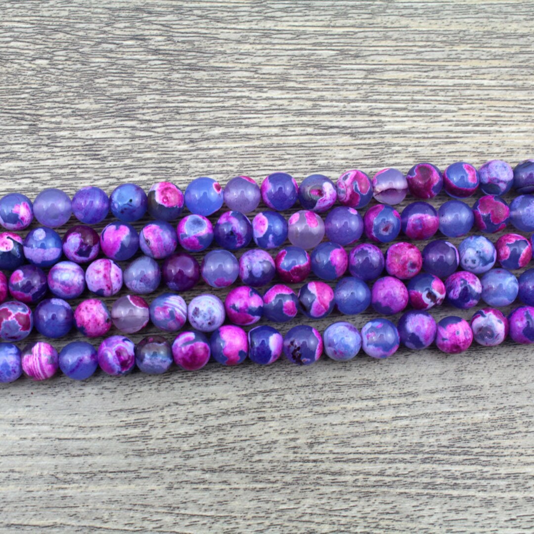 8mm Beads Purple Pink Agate Stonefire Agate Gemstone for - Etsy