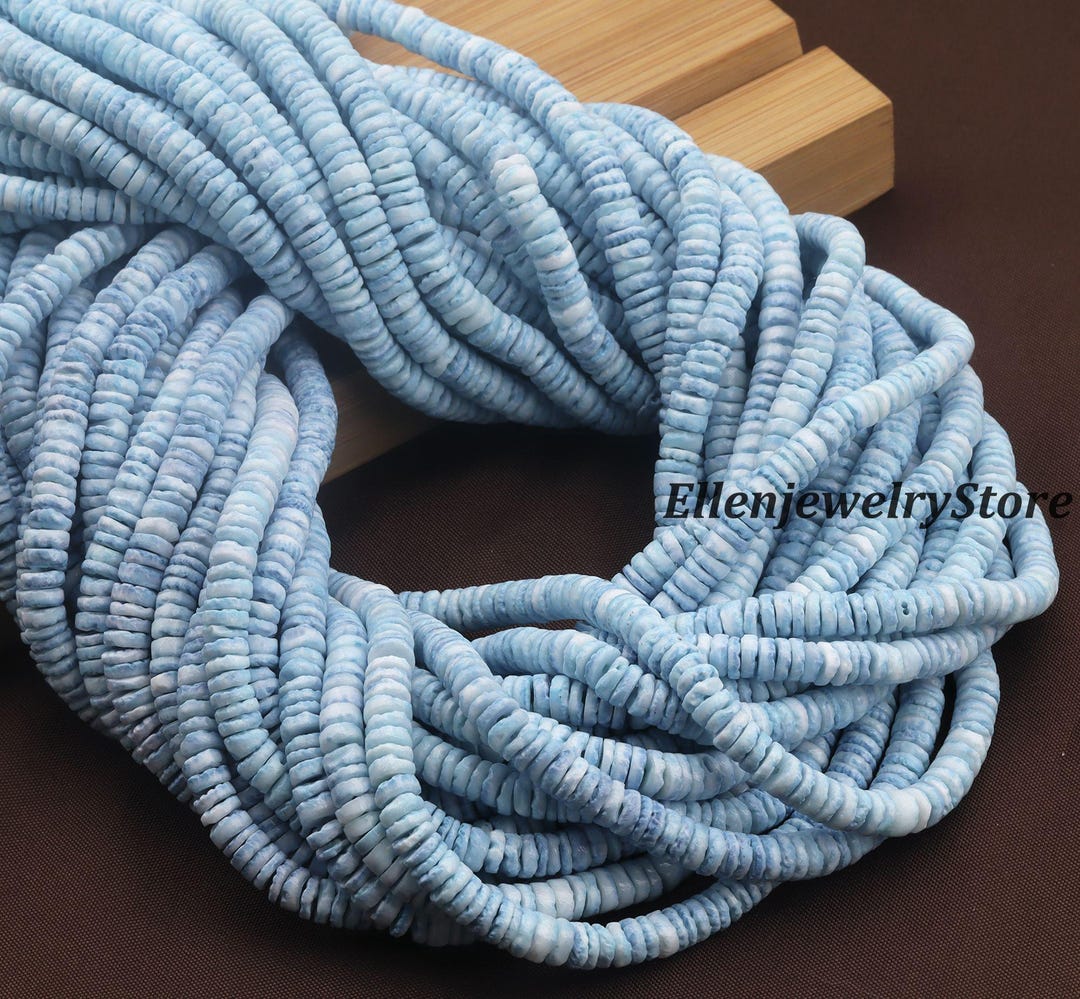 5mm Blue Natural Shell Heishi Disc Beads,heishi Rondelle Shape Loose ...