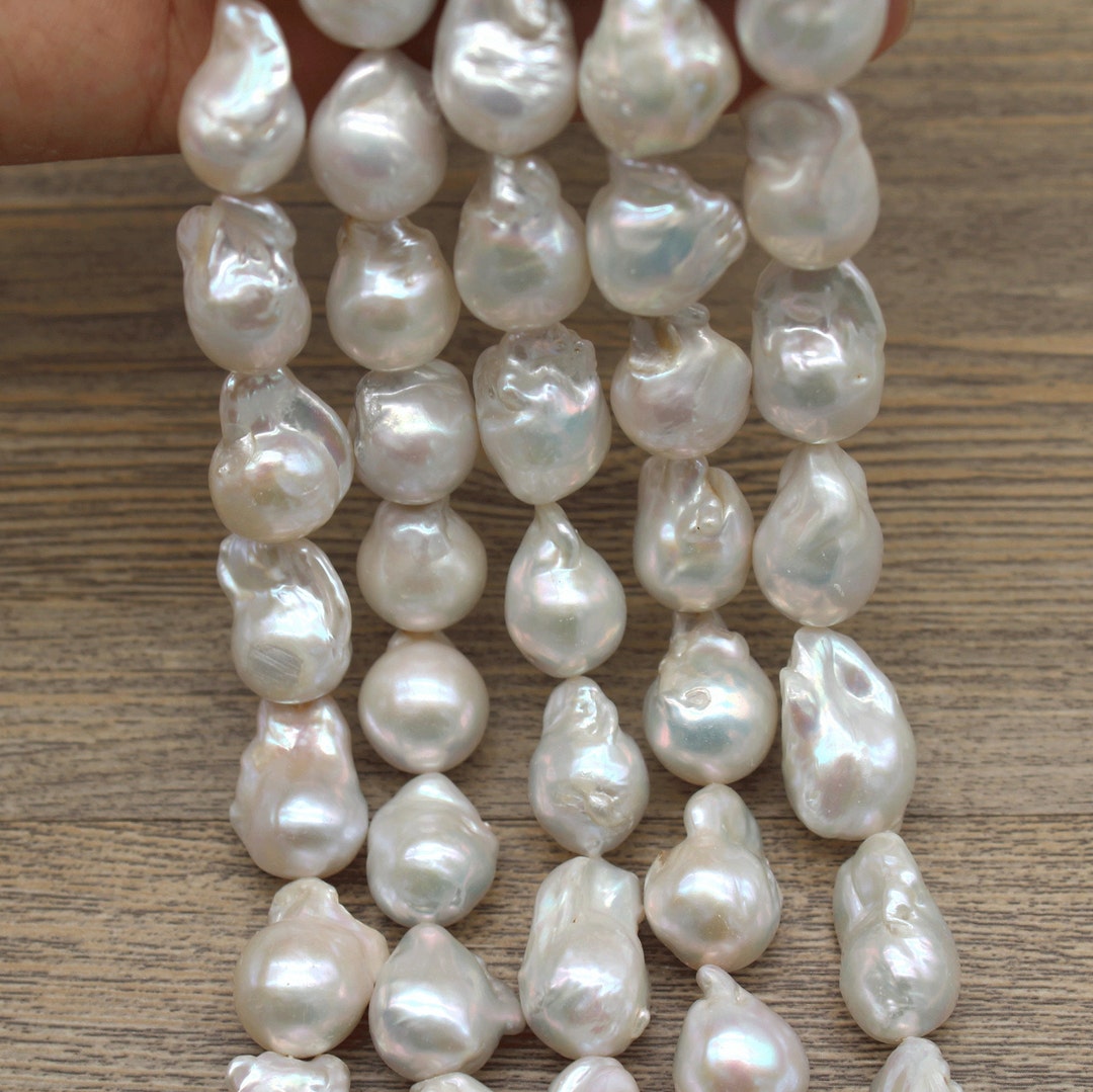13-15mmx14-21mm High Luster Natural White Freshwater Baroque Pearls ...