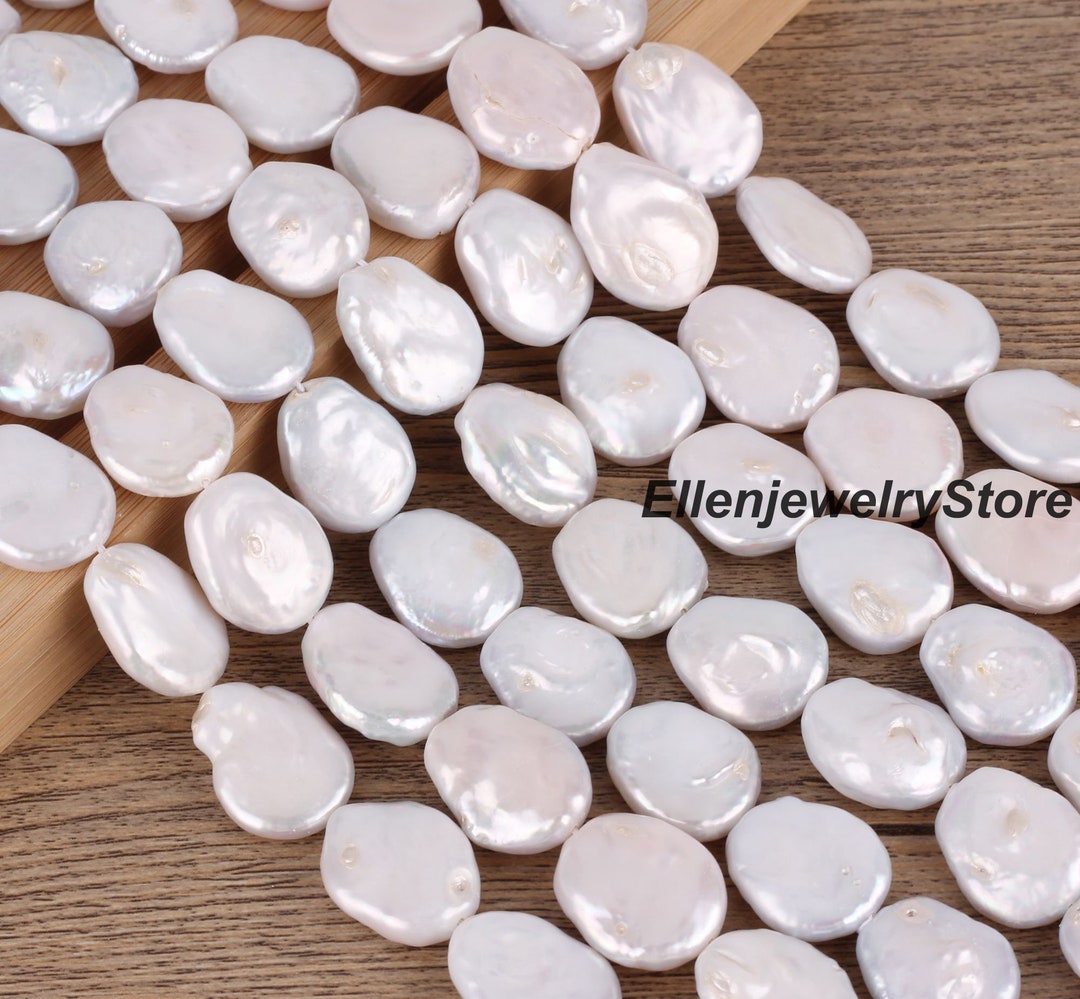 Beautiful Luster 15-19mm Natural White Color Coin Shape Fresh - Etsy