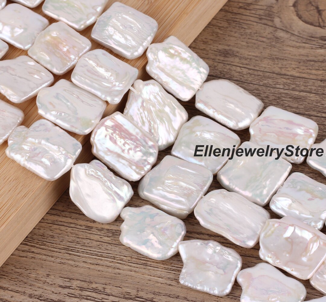 16-18X20-23MM White Rectangle Freshwater Pearls, Natural Pearls, Loose ...