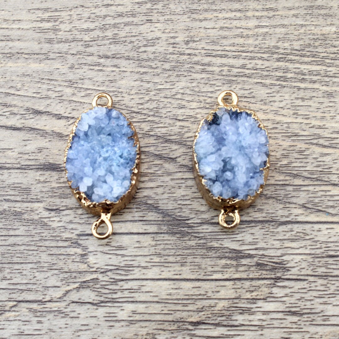 18 X 25 MM Pretty Blue Natural Quartz Connector,loose Druzy Pendants ...