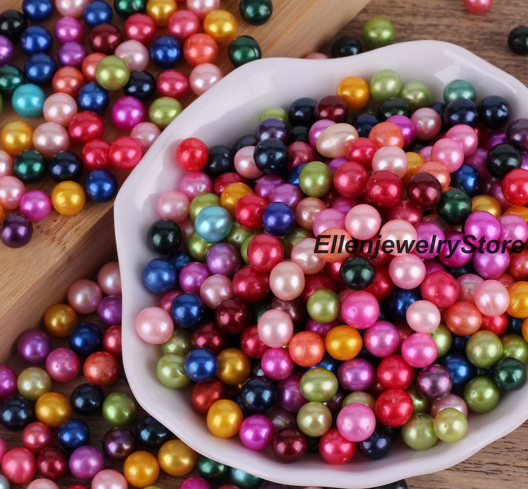 6-8mm Round Rainbow Pearls,mixed Color Freshwater Pearls,no Hole Loose ...
