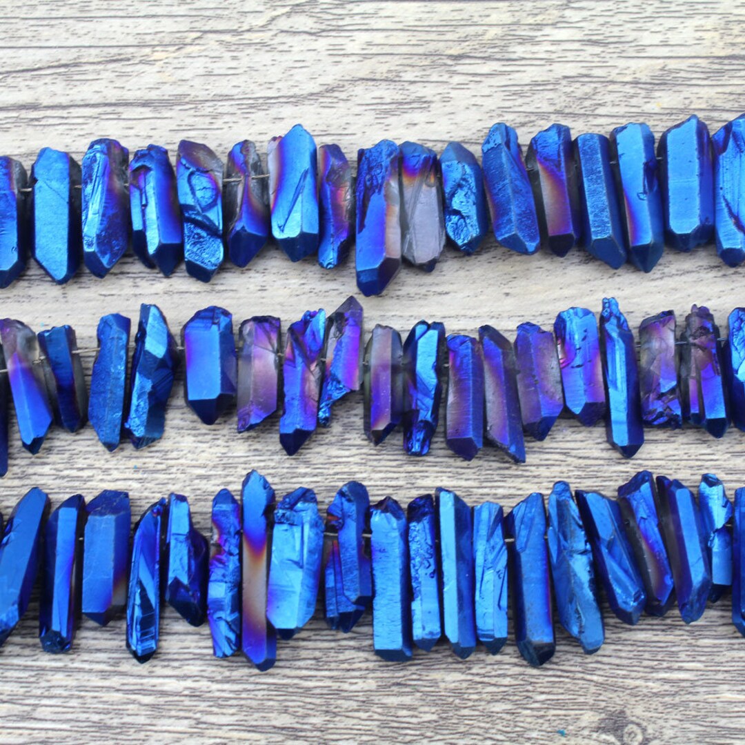 4-6x15-35mm Natural Royal Blue Titanium Quartz Bead,loose Stick Points ...