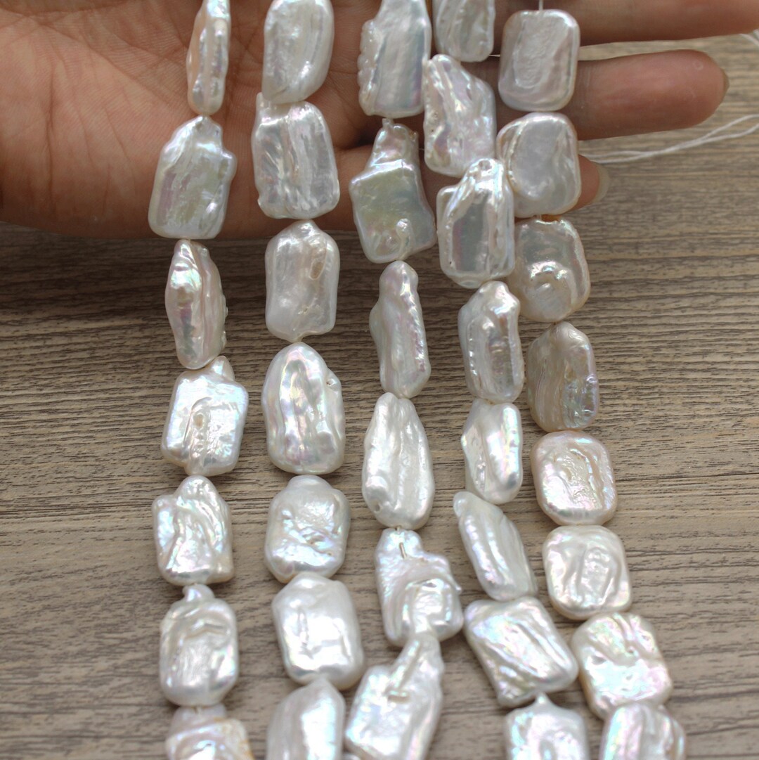 15x20mm Natural White Rectangle Coin Pearls,loose Freshwater Pearls ...