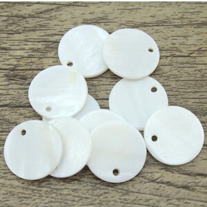 10pcs Natural White Mother of Pearl Shell 25mm,round Coin Shell Charms ...