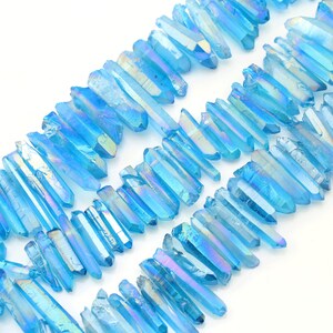 Natural Titanium Quartz Rainbow Blue Crystal Pendant Beadsraw - Etsy