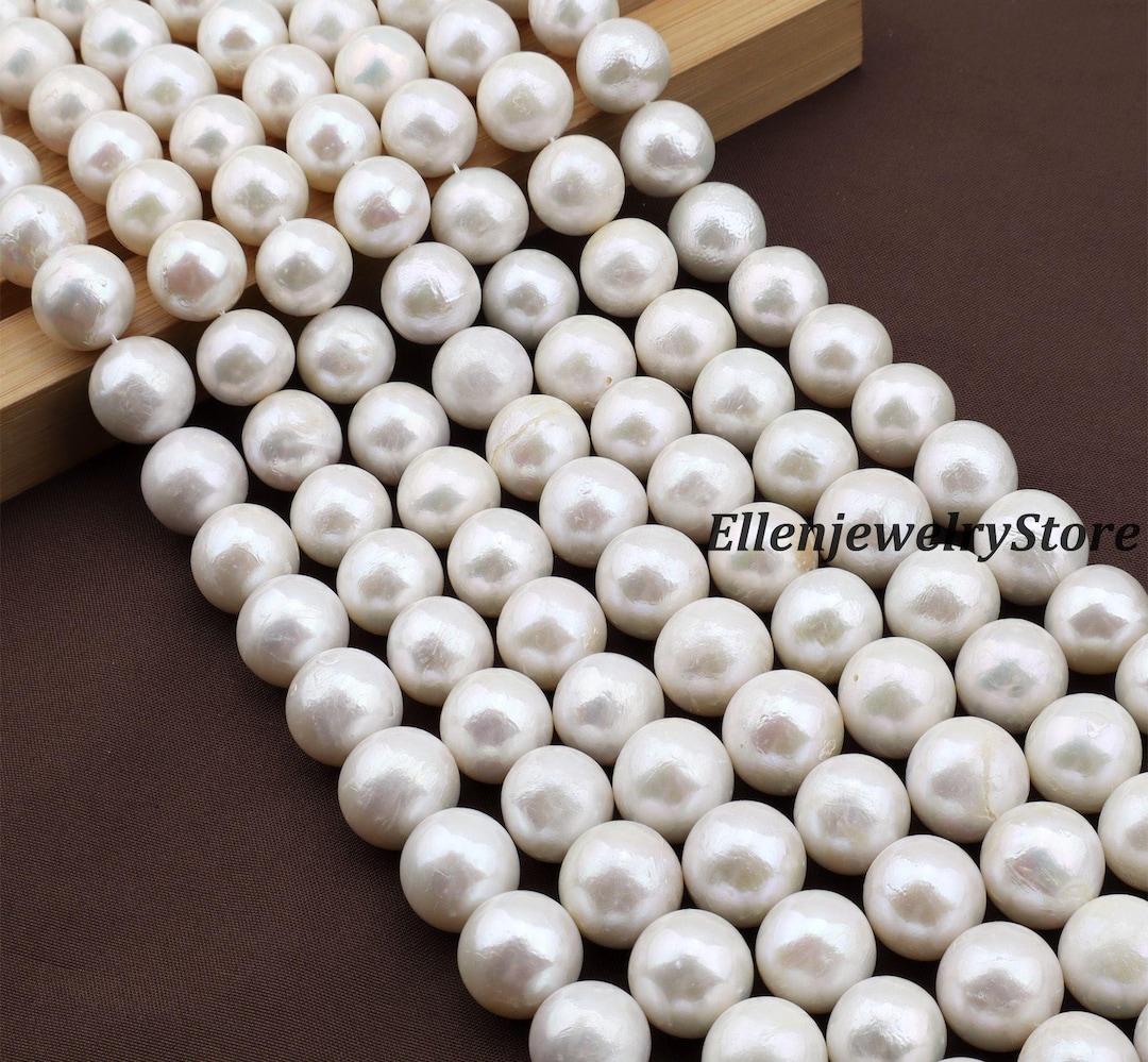 14-16mm Natural White Freshwater Pearls,loose Round Pearl Beads Full ...