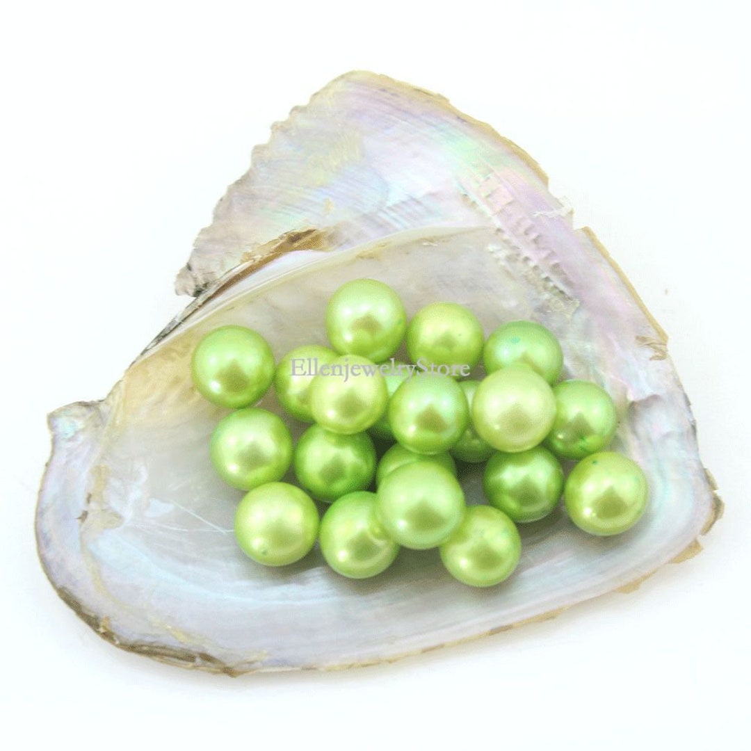 10 Pcs High Quality Loose Round 7-8mm Green Pearl,nature Pearl With No ...