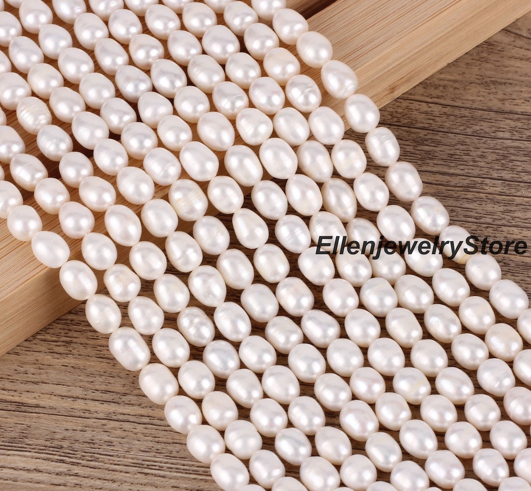 6-7MM Oval Rice Pearls,white Rice Freshwater Oval Pearls,cultured ...
