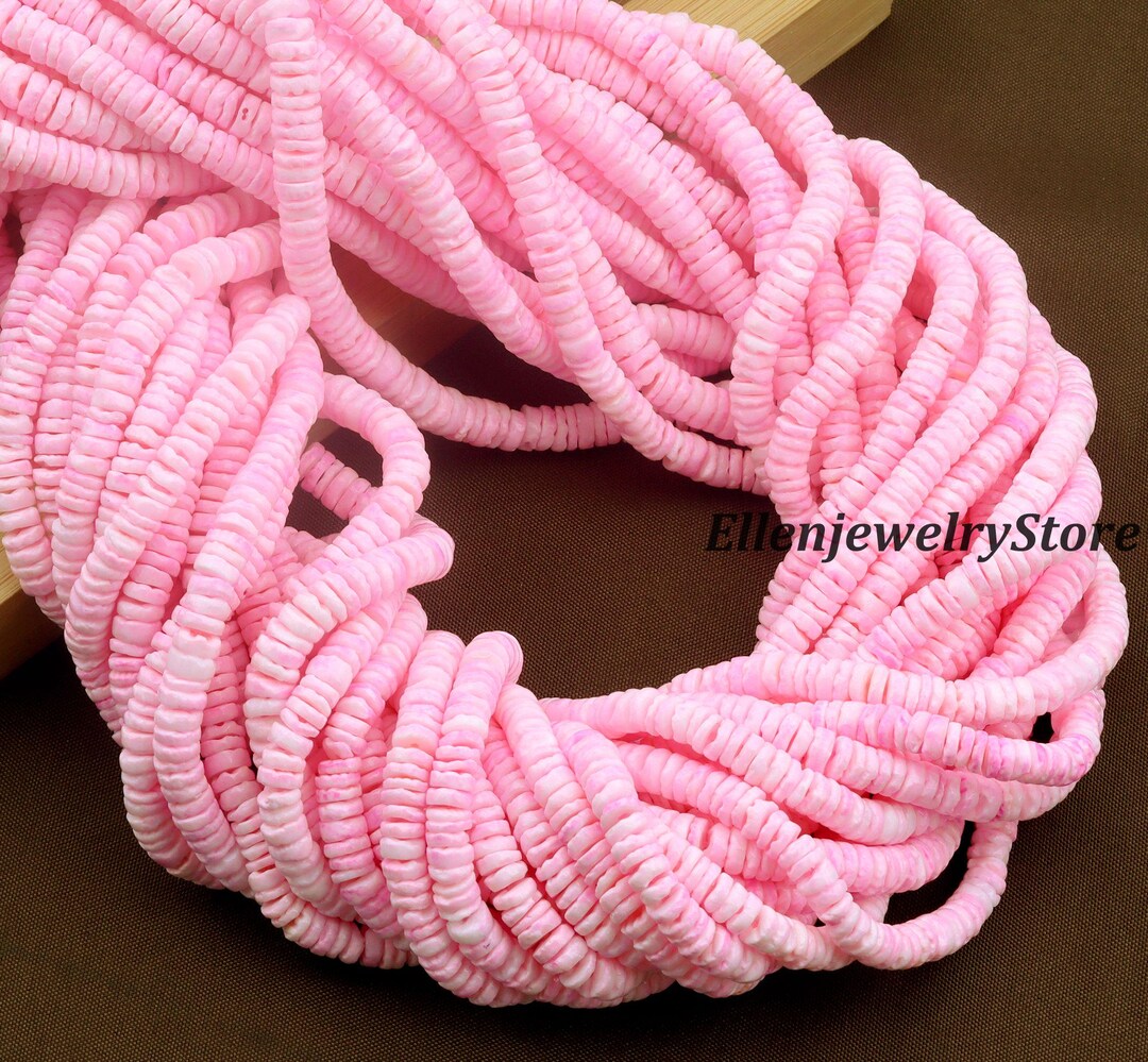 5-6mm Pink Natural Shell Heishi Disc Beads,heishi Rondelle Shape Loose ...