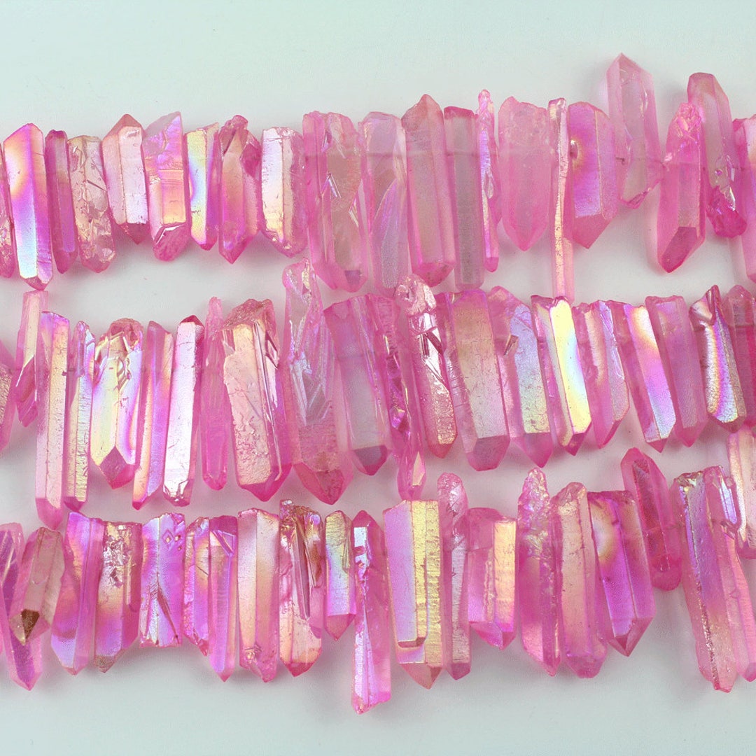 6-8x20-40mm Rose Titanium Quartz Beads,quartz Crystal Points Beads,top ...