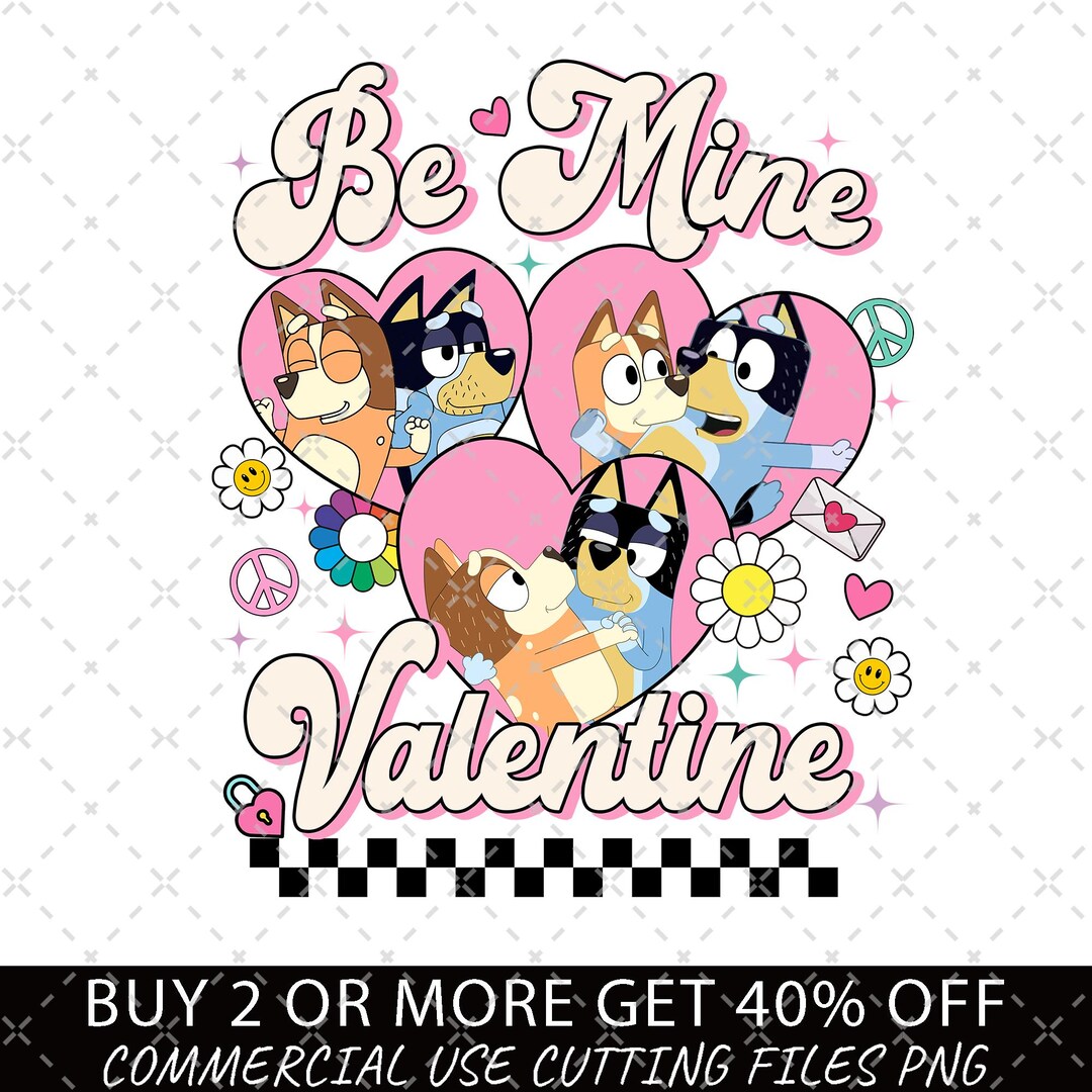 Blue Dog and Bingo Couple PNG, Blue Dog Valentines Day Png, Happy Blue ...