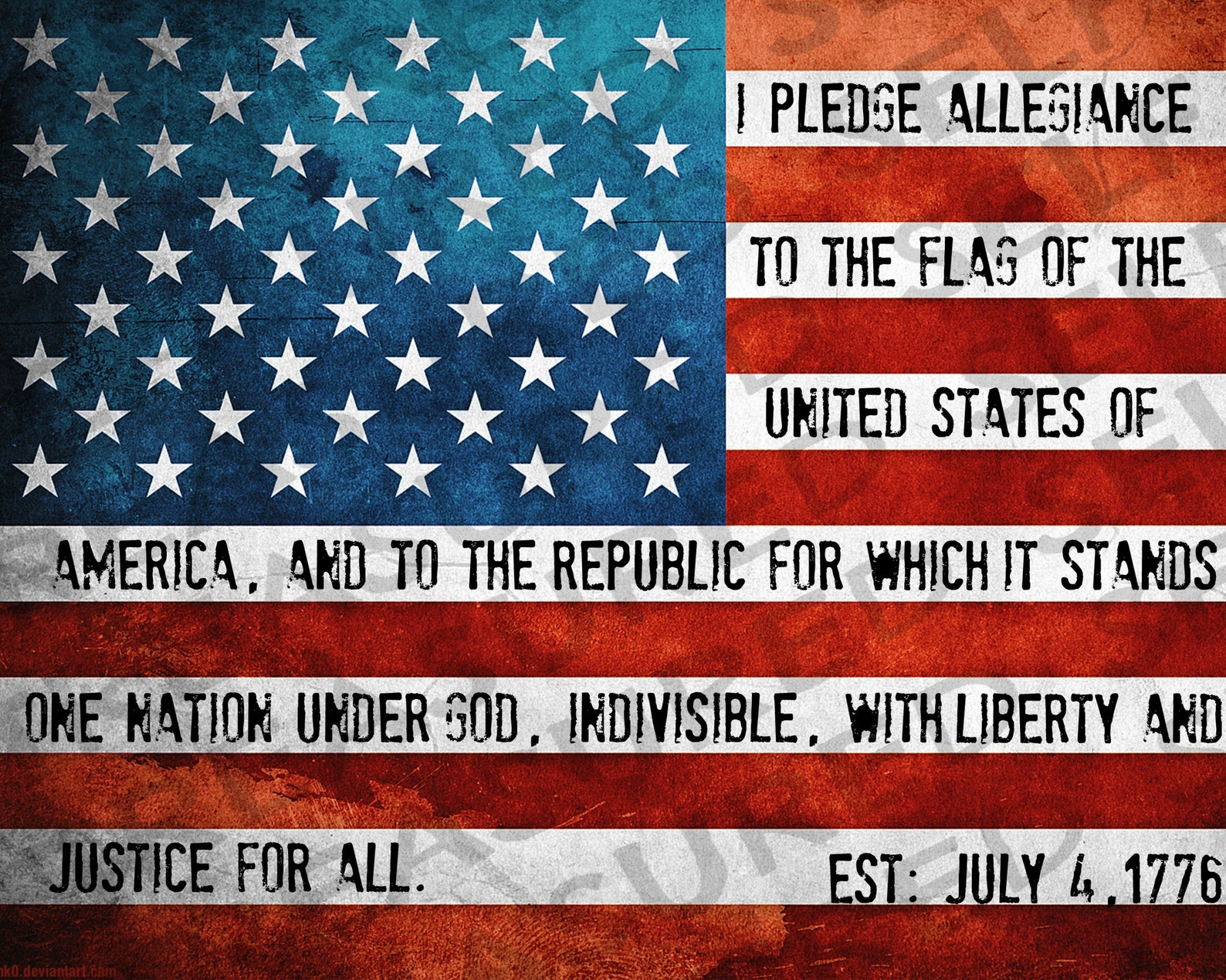 Flag Pledge Printable Pledge of Allegiance Patriotic Wall Art American ...