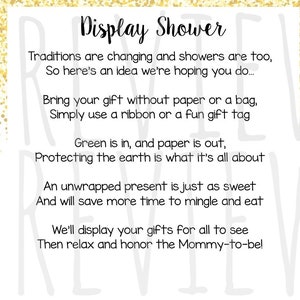 Display Shower, Bridal Shower Display Shower Card, Baby Shower Display ...