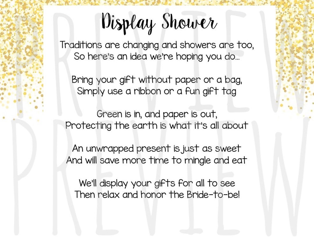 Display Shower, Bridal Shower Display Shower Card, Baby Shower Display ...