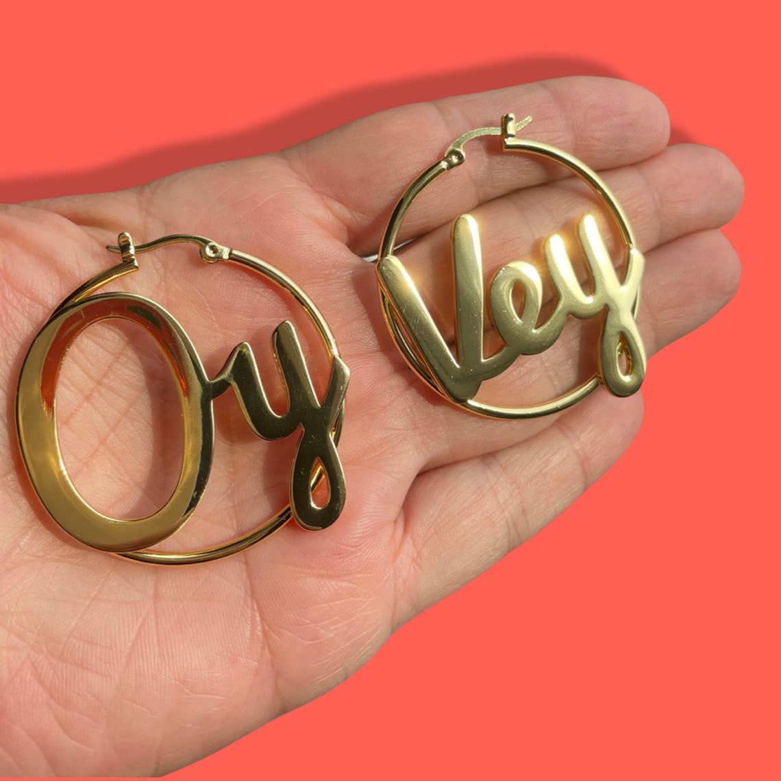 The Oy Vey Hoops 18K Gold Plated Jewess Jewish Jewy Yiddish - Etsy