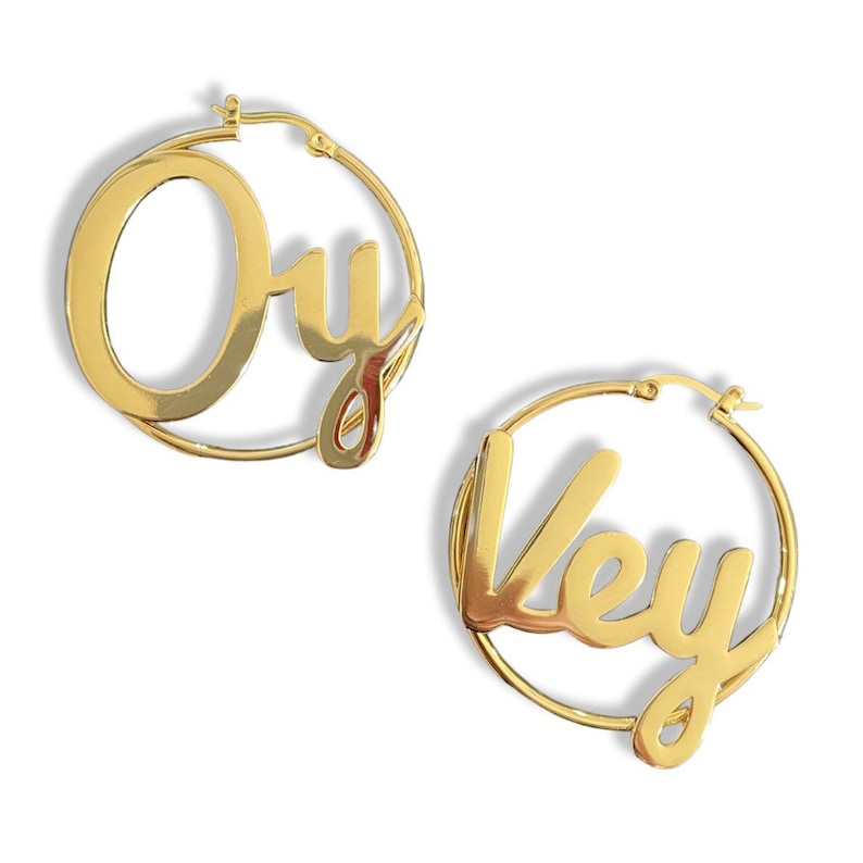The Oy Vey Hoops 18K Gold Plated Jewess Jewish Jewy Yiddish - Etsy