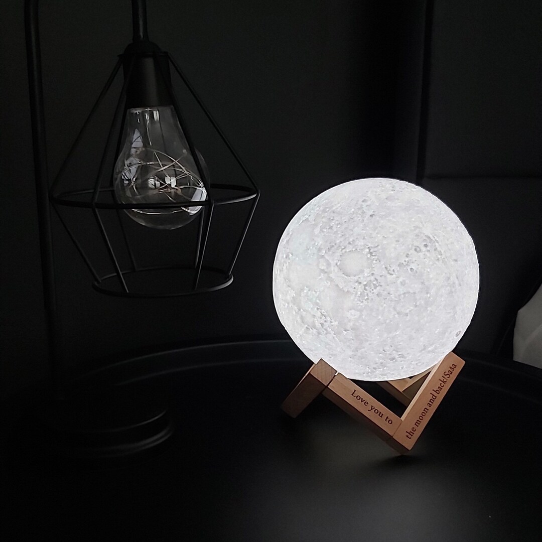 3D Printed LED Lamp Moon / Earth / Jupiter With Wooden Coaster - Etsy