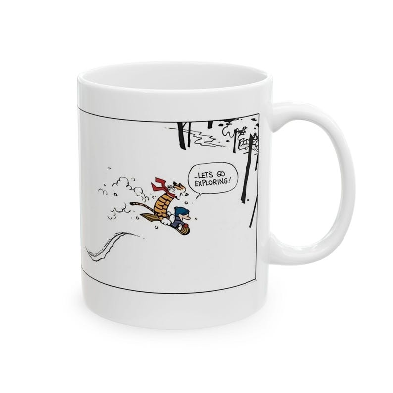 Calvin and Hobbes Coffee Mug: Let's Go Exploring! | Comic Ceramic Cup ...