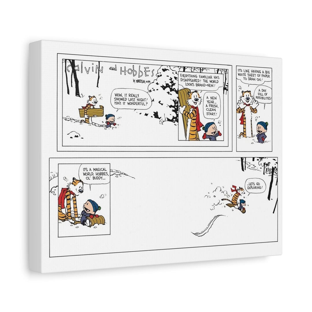 Calvin and Hobbes Canvas: Let's Go Exploring! | Retro Comic Wall Decor ...
