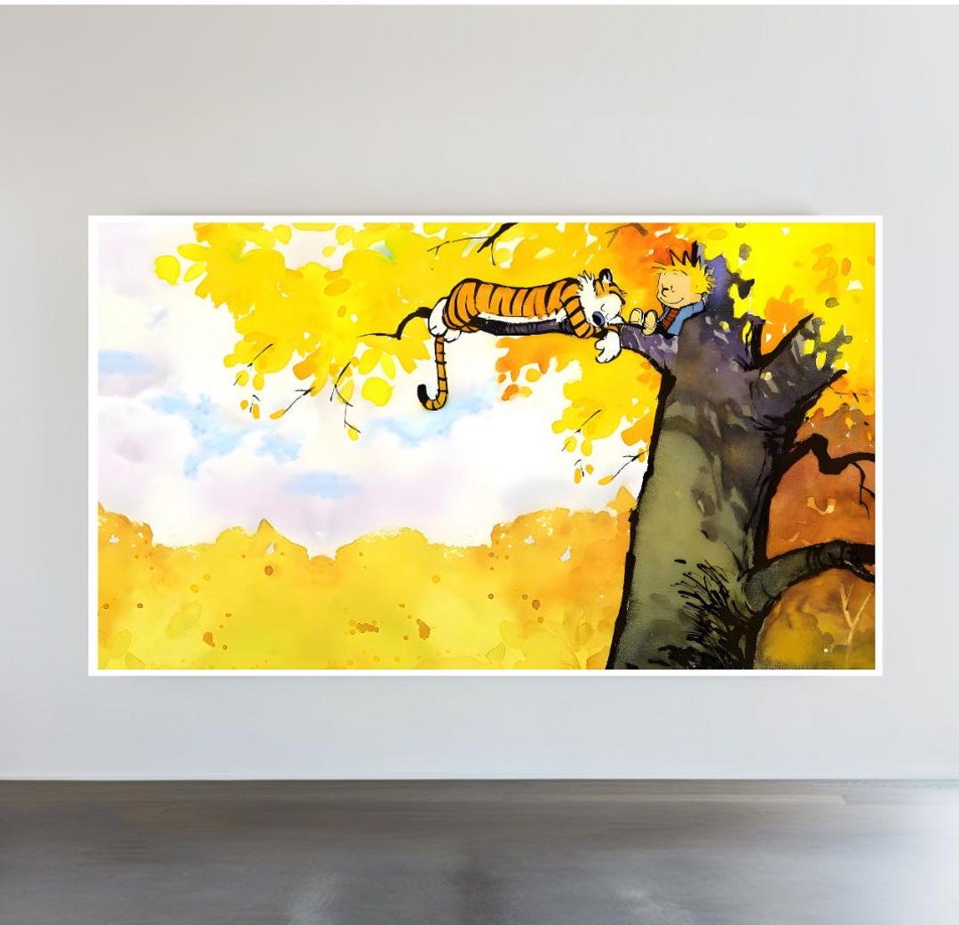 Calvin and Hobbes Poster DOWNLOAD: Napping in a Tree in Autumn - Etsy