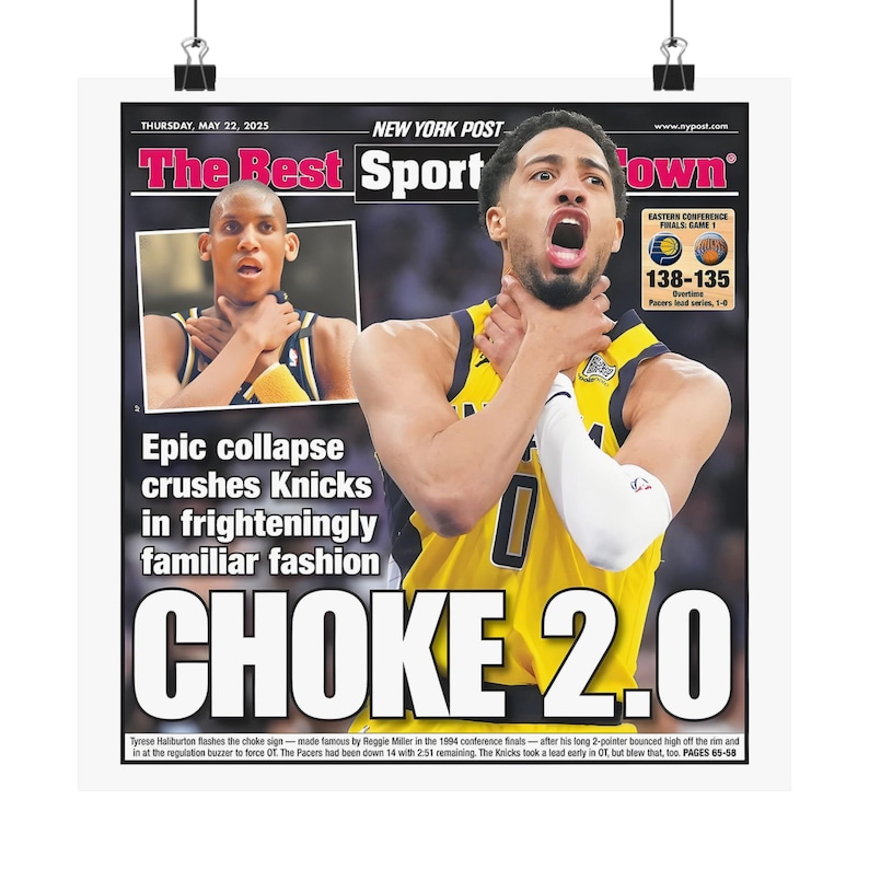 Tyrese Haliburton Poster: Choke 2.0 New York Newspaper Cover (multiple ...