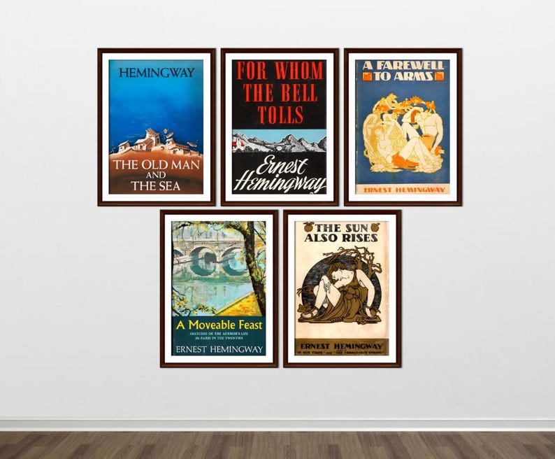 Ernest Hemingway Book Cover Posters DOWNLOAD: First Edition Novel ...