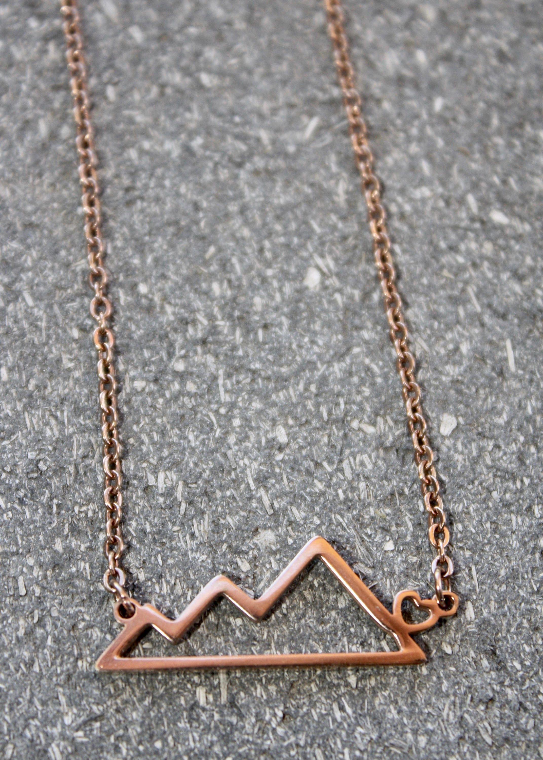 Mountain Heart Trail Love Chain Stainless Steel Necklace | Gold Plated ...