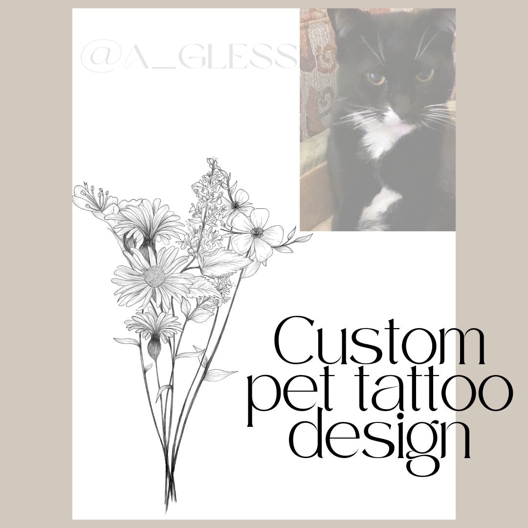 Custom Floral Pet Marking Tattoo Design - Etsy
