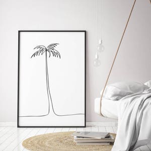Palm Tree Print Single Line Drawing Abstract Palm Tropical Poster ...