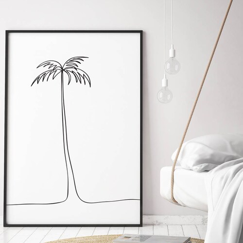 Palm Tree Line Art Palm Tree Print Abstract Palm Wall Decor | Etsy