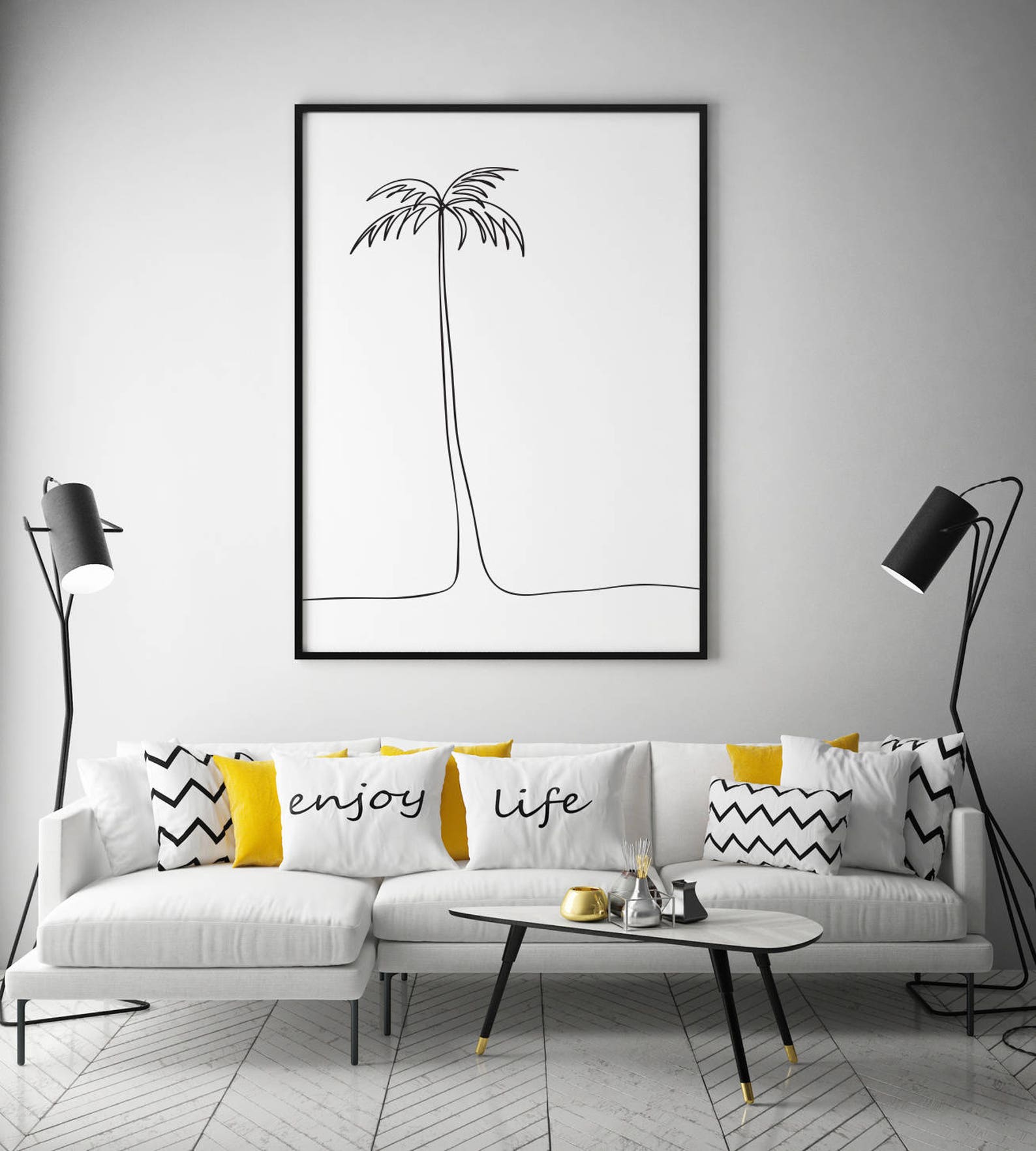 Palm Tree Print Single Line Drawing Abstract Palm Tropical | Etsy