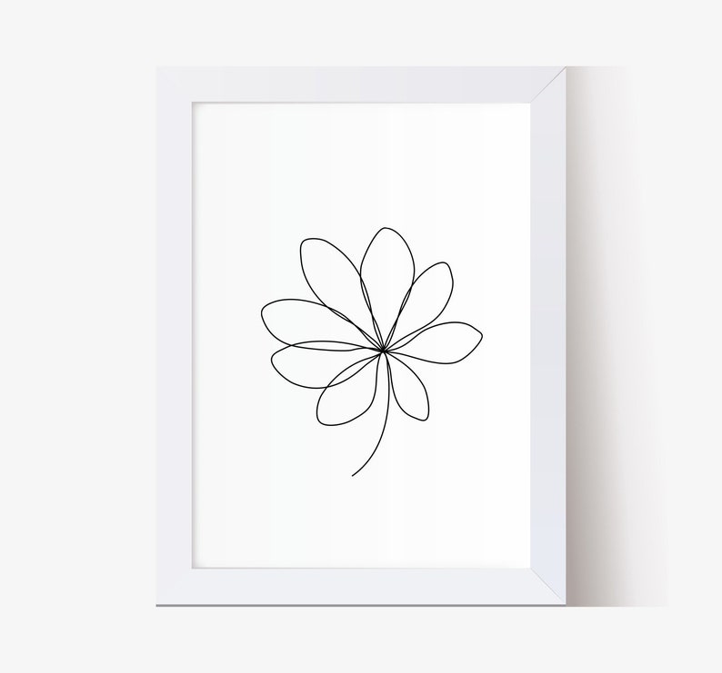 Abstract Leaves Wall Art Botanic Line Art Print Single Line Etsy