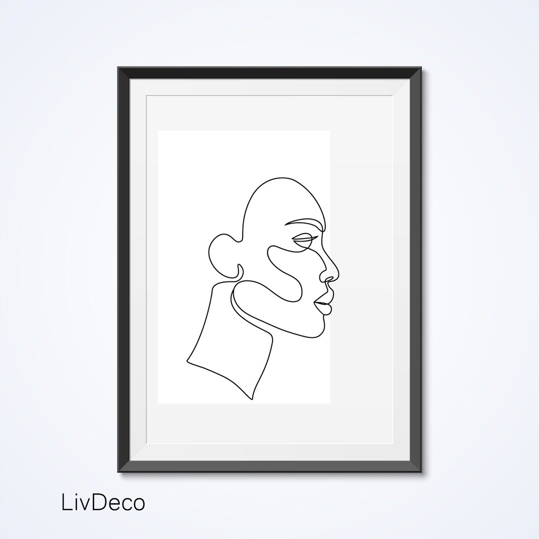 Beauty Women Profile One Line Drawing. Minimalist Wall Decor. - Etsy