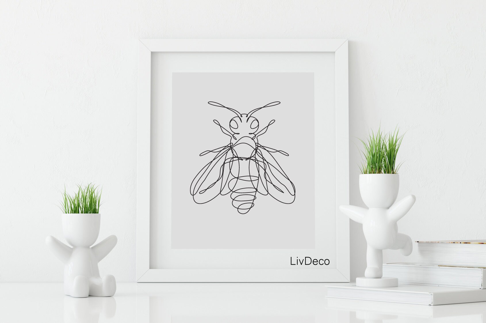 Bee One Line Drawing Bumble Bee Wall Print Abstract Insect - Etsy