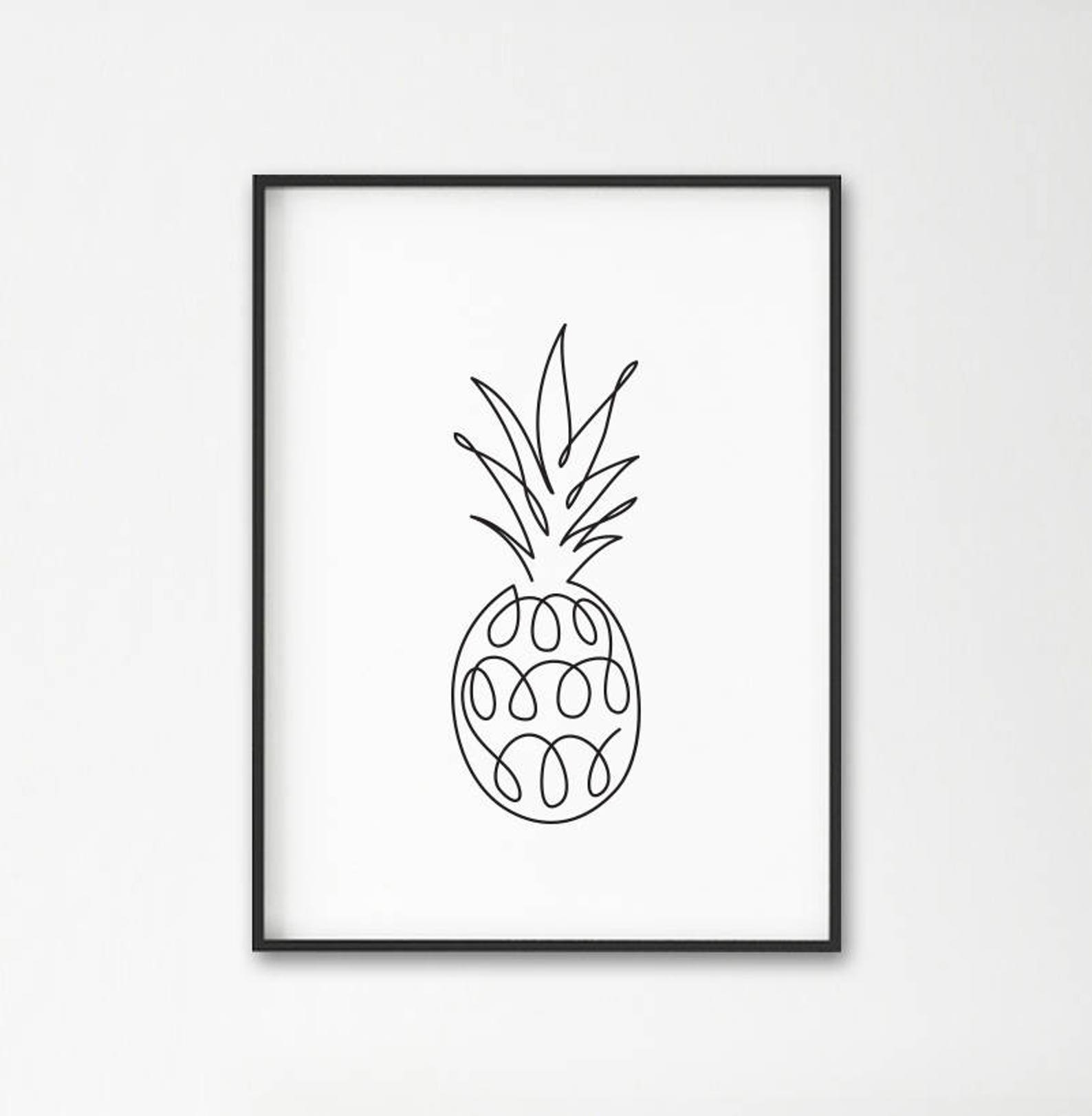 Pineapple Print Pineapple Wall Art Abstract Line Art One | Etsy