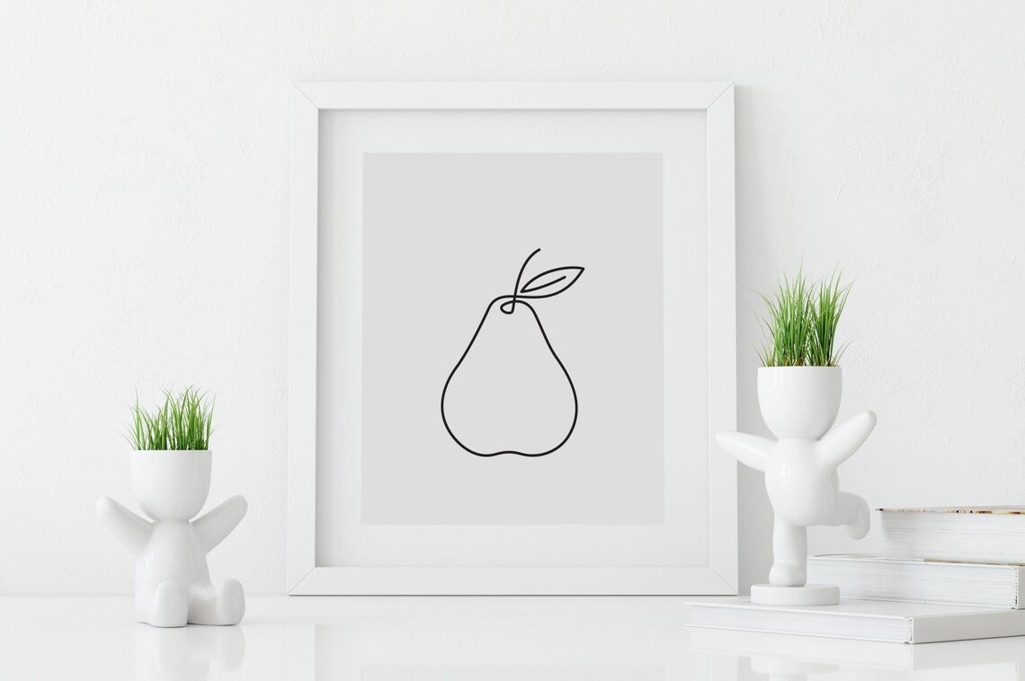 Abstract Pear Fruit Line Art Pear Wall Art Minimalist | Etsy