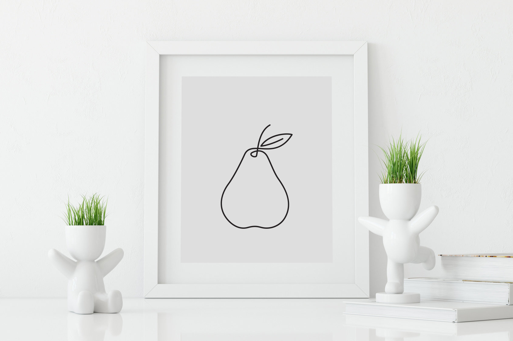 Abstract Pear Fruit Line Art, Pear Wall Art, Minimalist Kitchen Decor ...