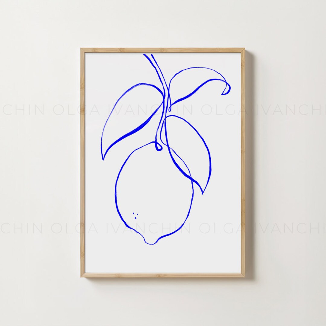 Lemon ONE LINE Drawing Art Poster | Botanical Digital Print | Lemon ...