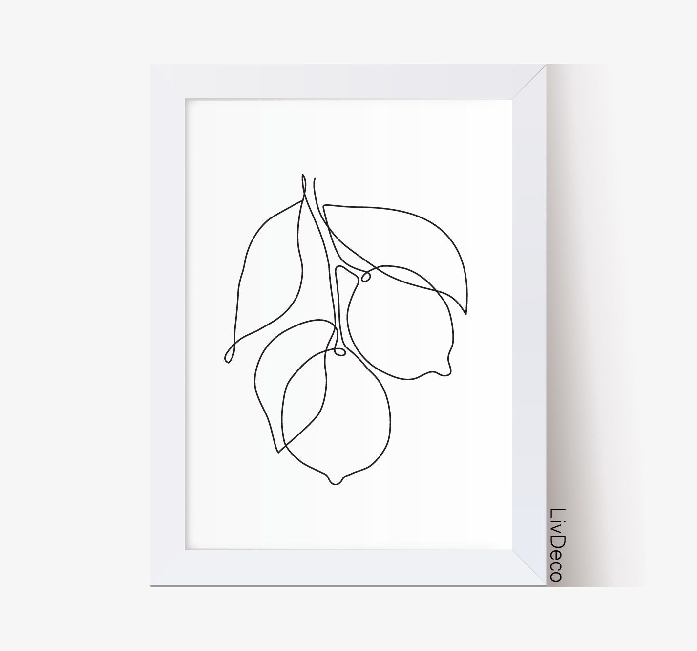 Lemon Fruit One Line Drawing Digital Print Minimalist Wall | Etsy