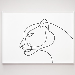 PRINTABLE Abstract Panther Line Drawing, One Line Art, Panther Art ...