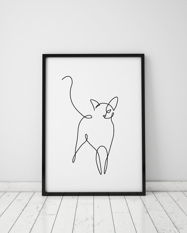 Abstract Cat One Line Drawing Wall Decor Print Miimalist - Etsy