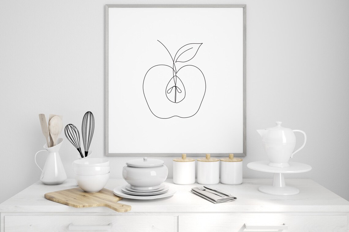 Apple Fruit Print, Apple Abstract Art, Apple Wall Decor, Minimalist ...