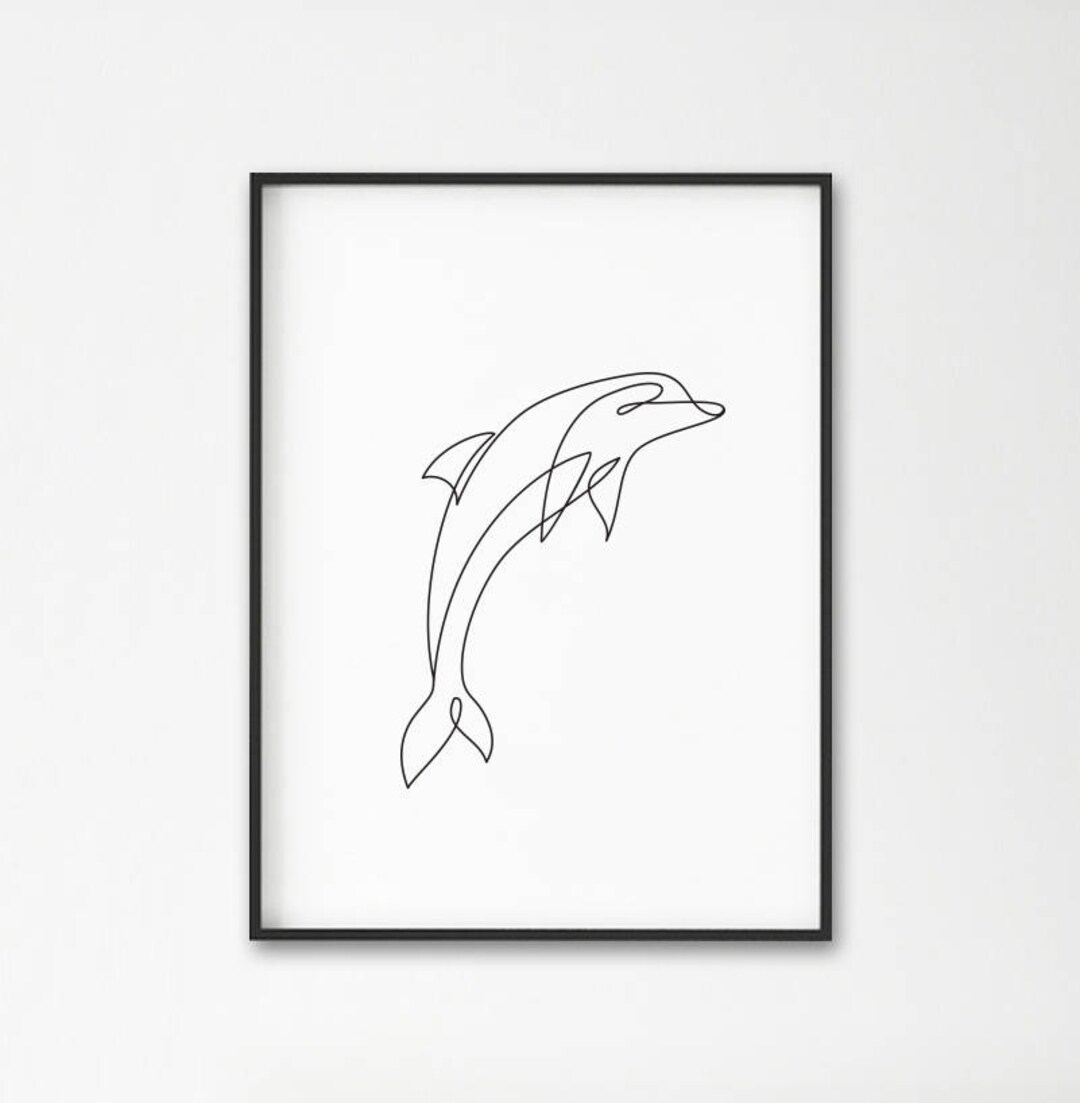 Dolphin Print, Single Line Drawing, Abstract Dolphin Poster, Nautical ...