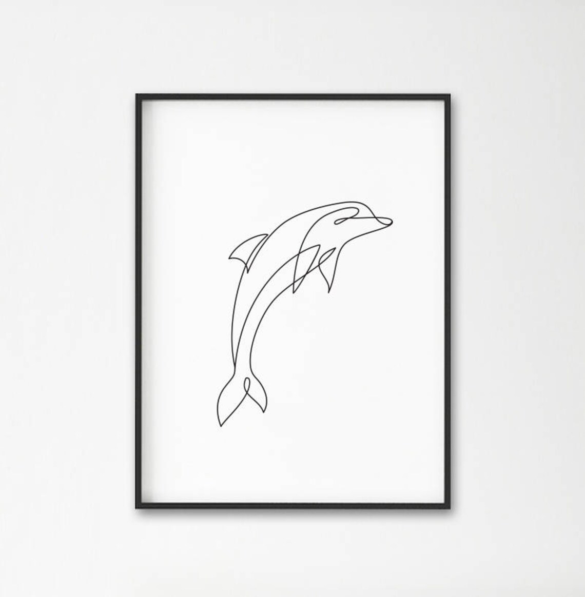 Dolphin print Single line drawing Abstract dolphin poster | Etsy
