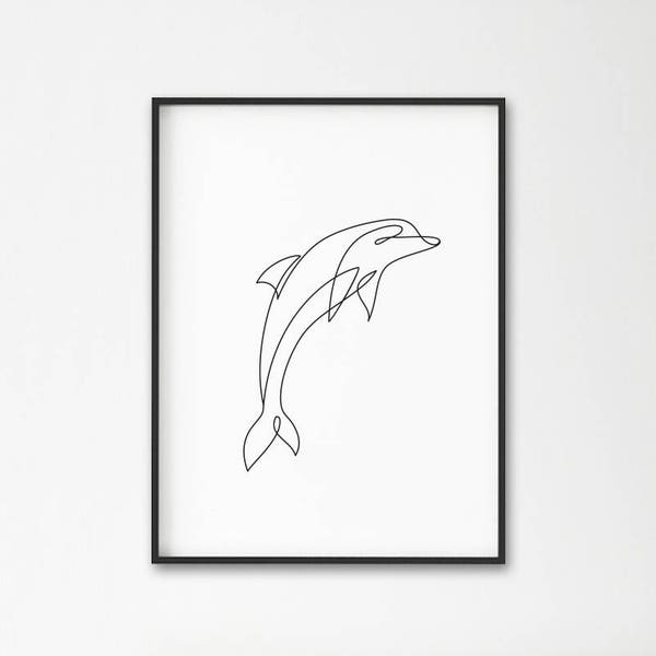 Dolphin Minimalist Art - Etsy